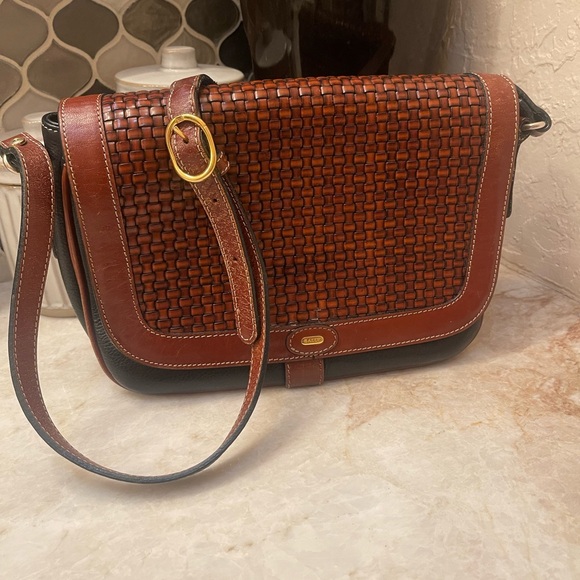 Bally | Bags | Bally Designer Woven Leather Shoulder Bag In Brown And ...